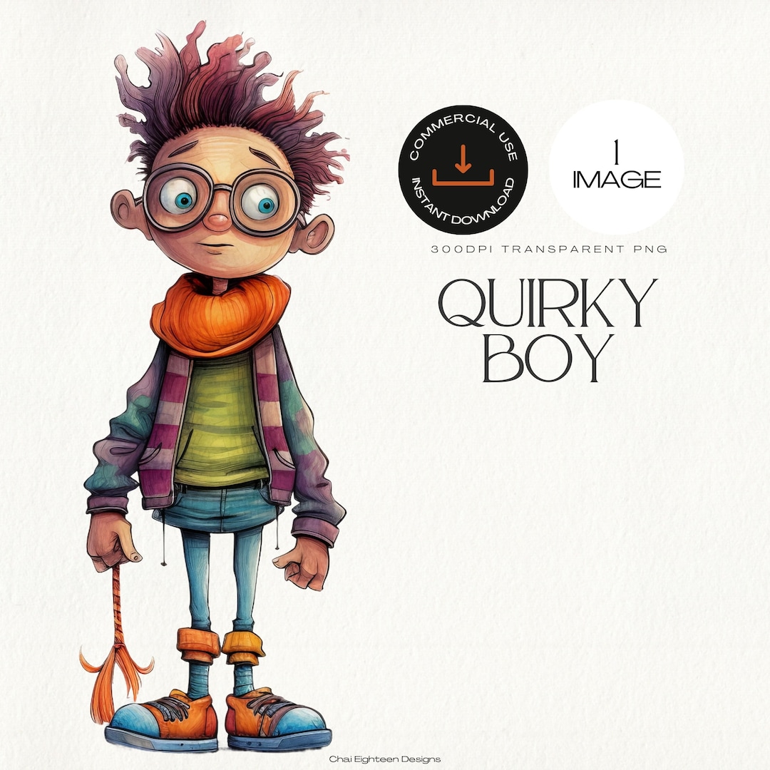 Quirky Boy Clip Art Whimsical Boy Clip Art, Art Journal Boy Fashion Boy Illustrations Quirky ...