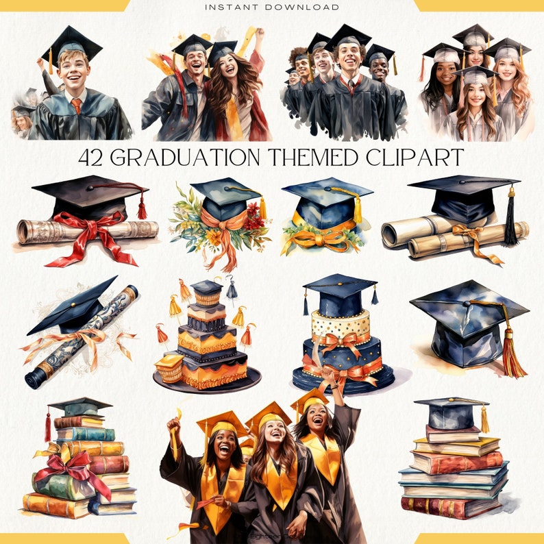 Graduation Clipart Bundle, Graduation Girl Graphics, Graduation Boy ...