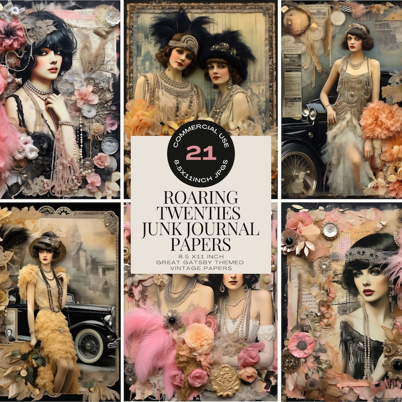 Roaring Twenties Junk Journal Pages, 1920's Junk Journal Papers ...
