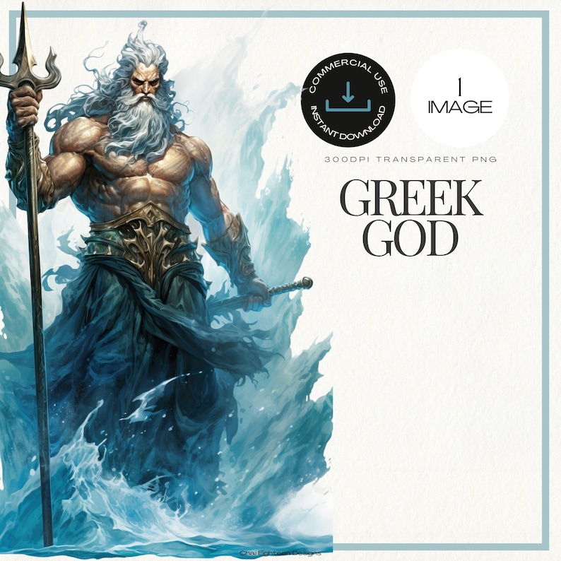 Greek Gods and Goddesses Clipart, Greek God Poseidon With a Trident ...