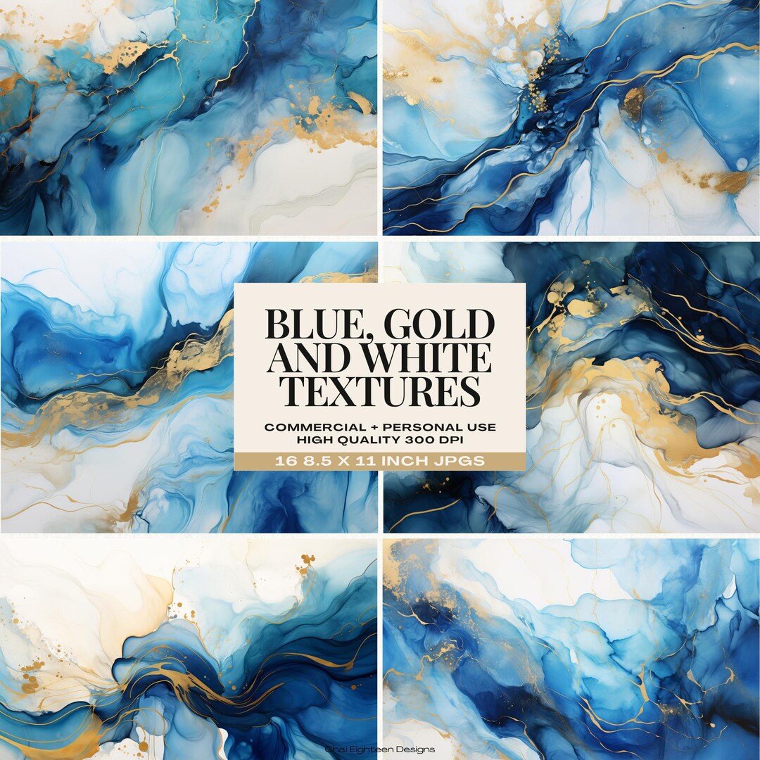 Navy & Gold Alcohol Ink Textures, Colorful Abstract Backgrounds and ...