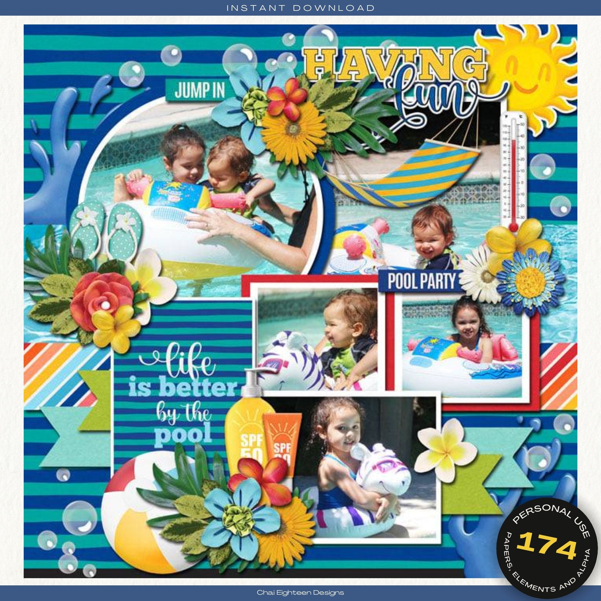 Digital Scrapbooking Kits Swimming in the Pool Digital Scrapbooking ...