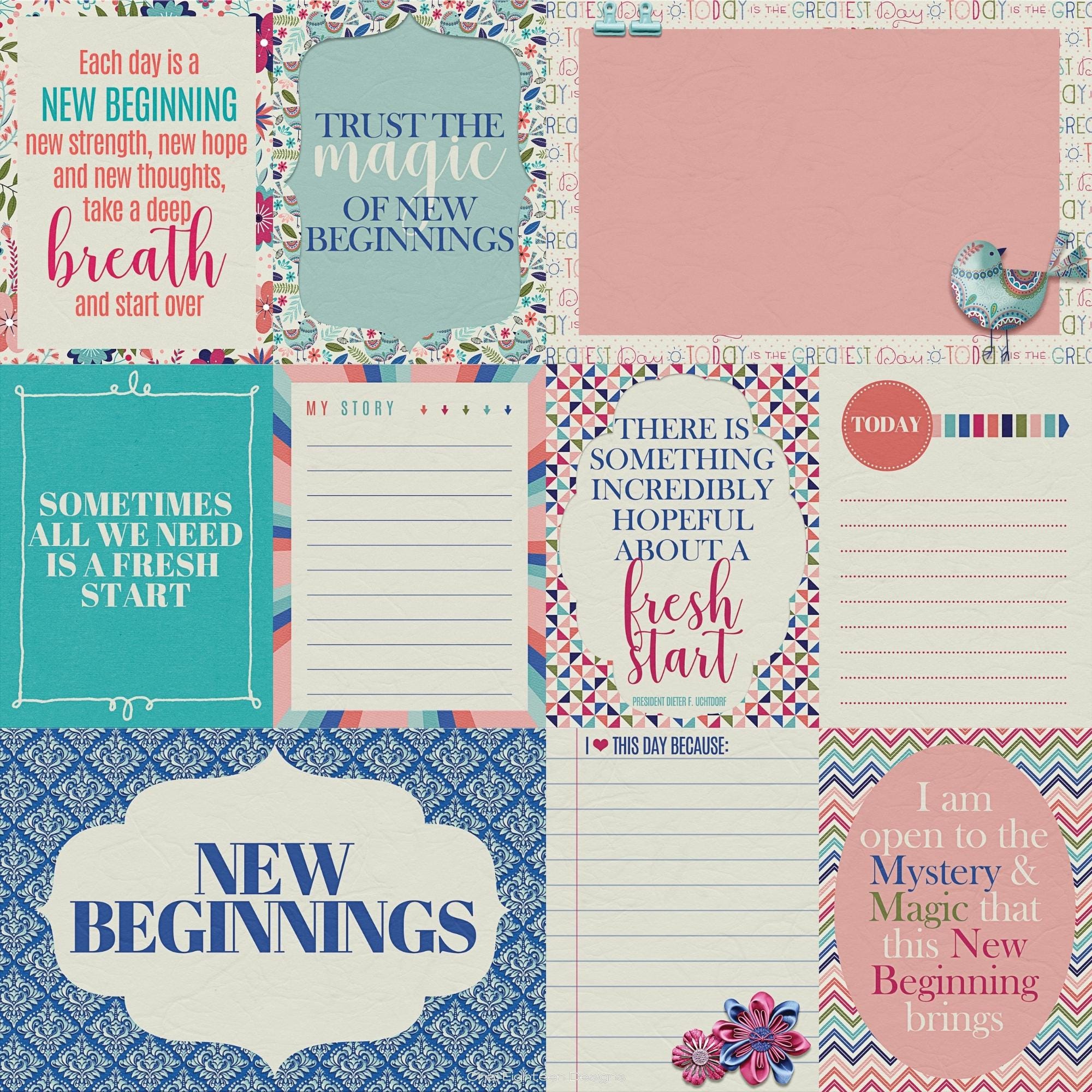 New Beginnings Digital Scrapbook Bundle, Fresh Start Journal Collection ...