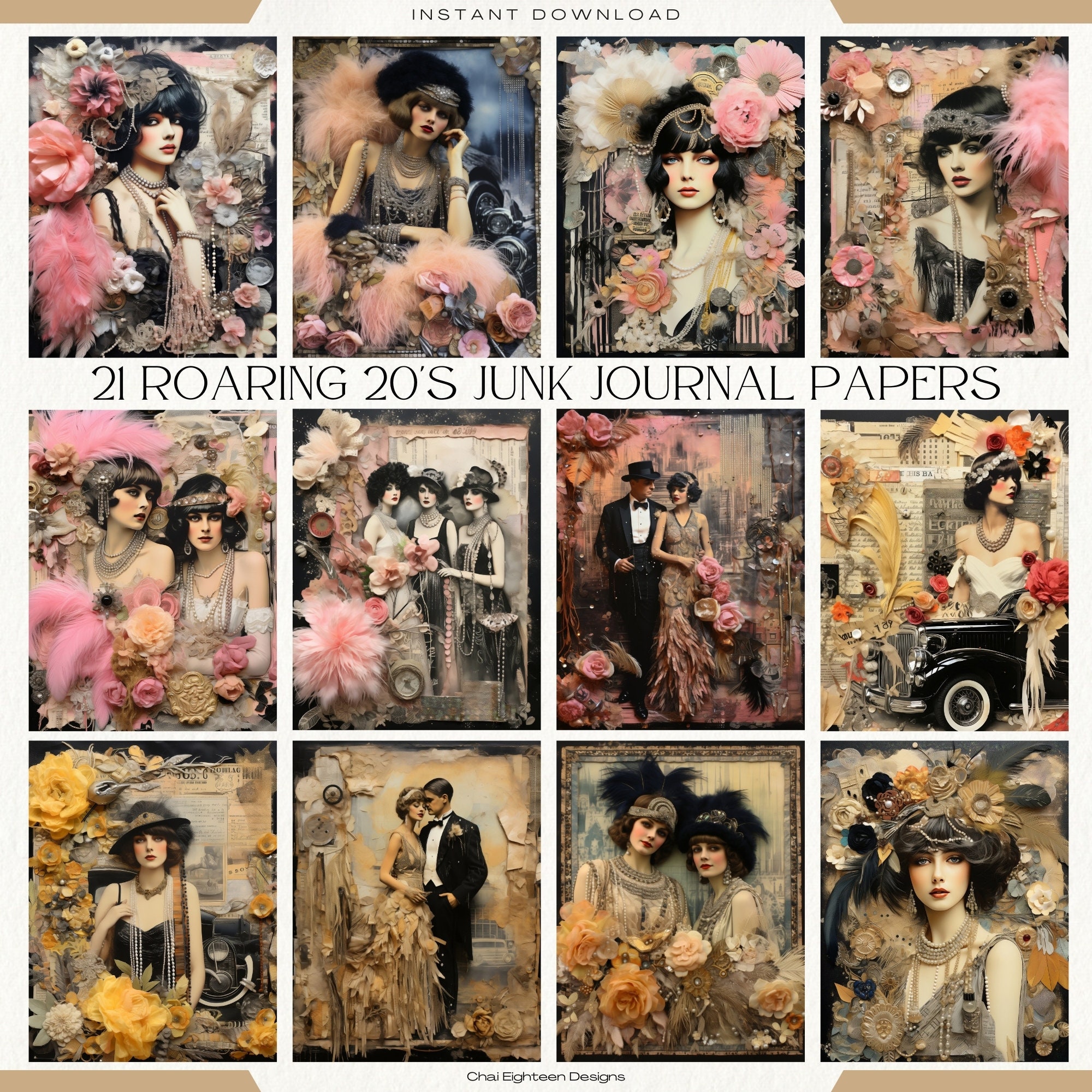 Roaring Twenties Junk Journal Pages, 1920's Junk Journal Papers ...