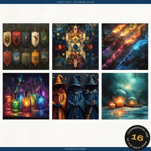 Wizard School Digital Papers, Magic School Scrapbooking Papers, Magical ...