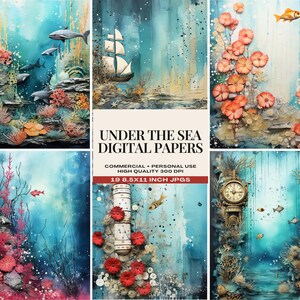 Under the Sea Junk Journal Papers, Sea Life Junk Journal Art, Vintage ...