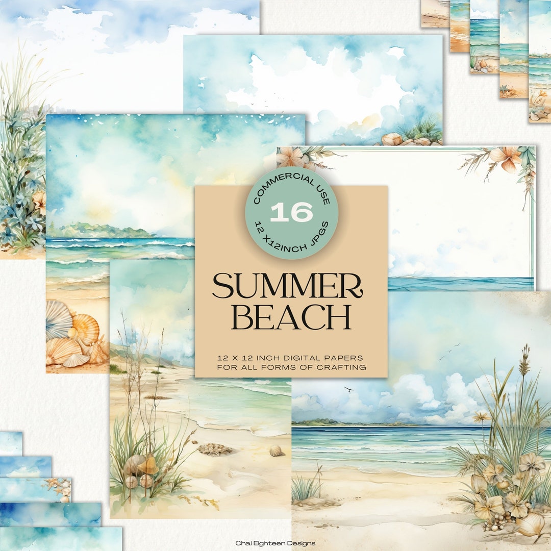 Beach Theme Digital Kit | Summer Beach Digital Papers | Vacation ...