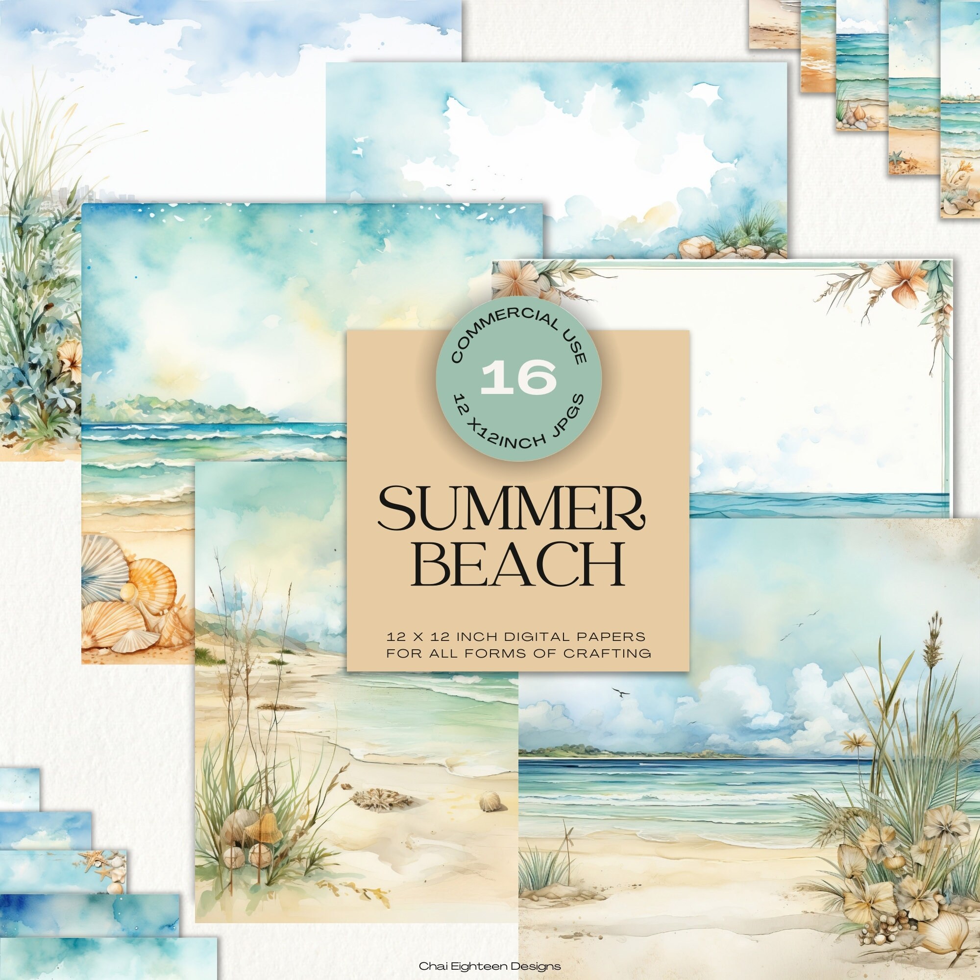 Beach Theme Digital Kit | Summer Beach Digital Papers | Vacation ...