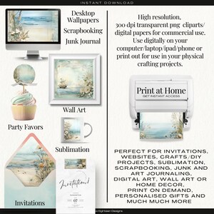 Beach Theme Digital Art Papers Summer Paradise Vacation Digital ...