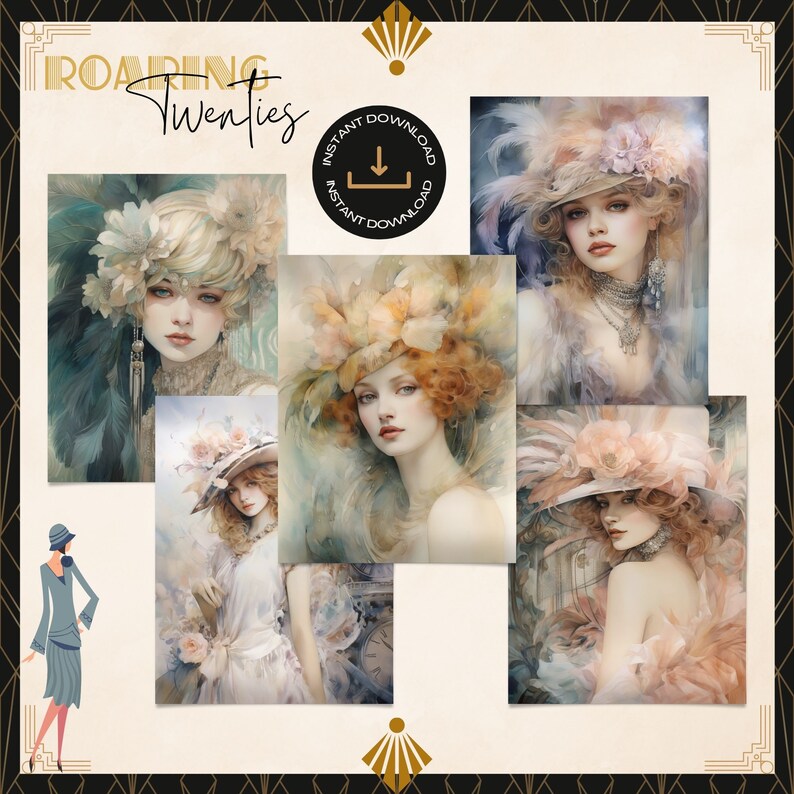 Roaring 20s, Great Gatsby Clipart, Flapper Clip Art, 20s Fashion ...