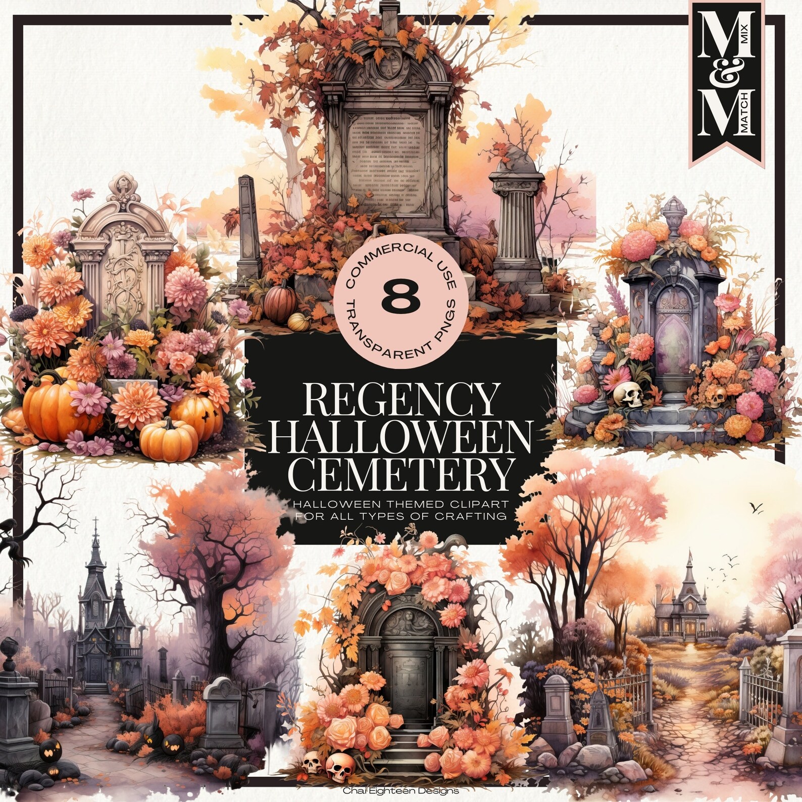 Regency Era Themed Halloween Cemetery Clipart, Graveyard Gravestone PNG ...