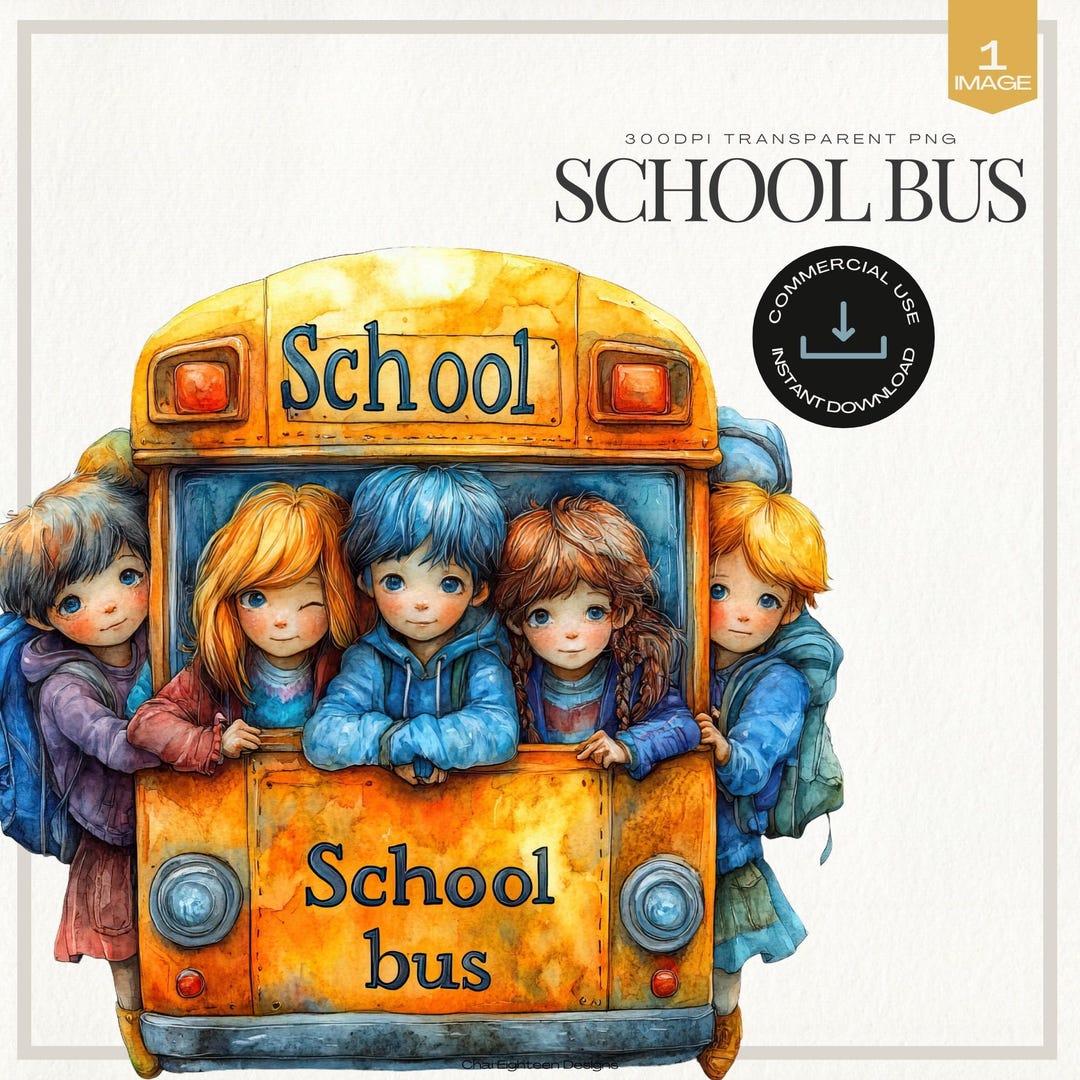 Back to School Clipart, School Bus Illustration, First Day of School ...