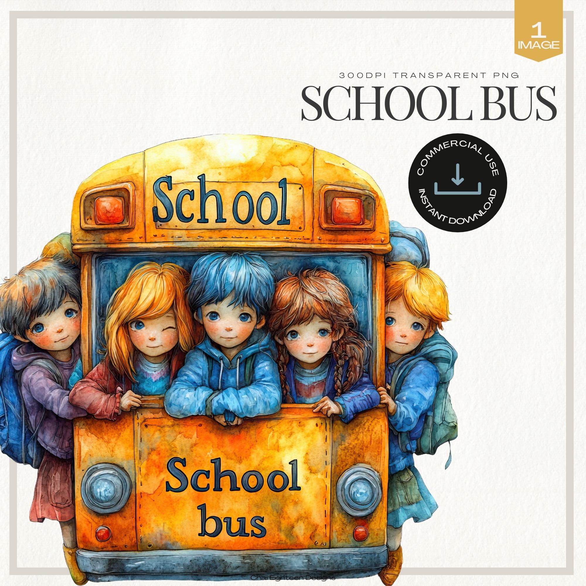 Back to School Clipart, School Bus Illustration, First Day of School ...