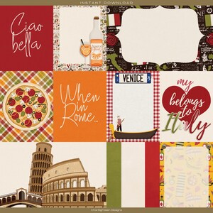 Italy Digital Scrapbooking Bundle, Italian Vacation Journal Collection ...