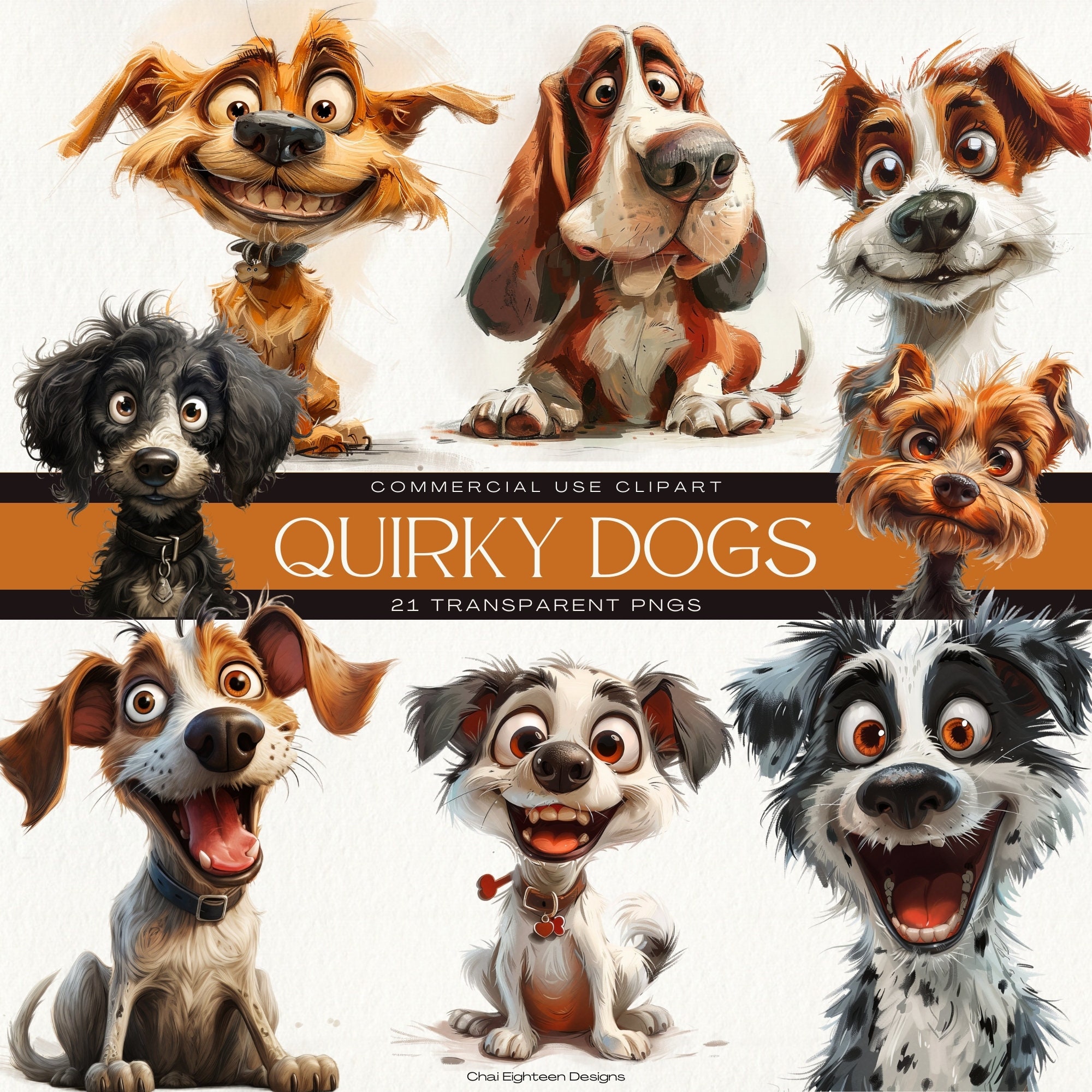 Quirky Dog Clipart, Dog Breeds Png, Puppy Images, Whimsical Dogs ...