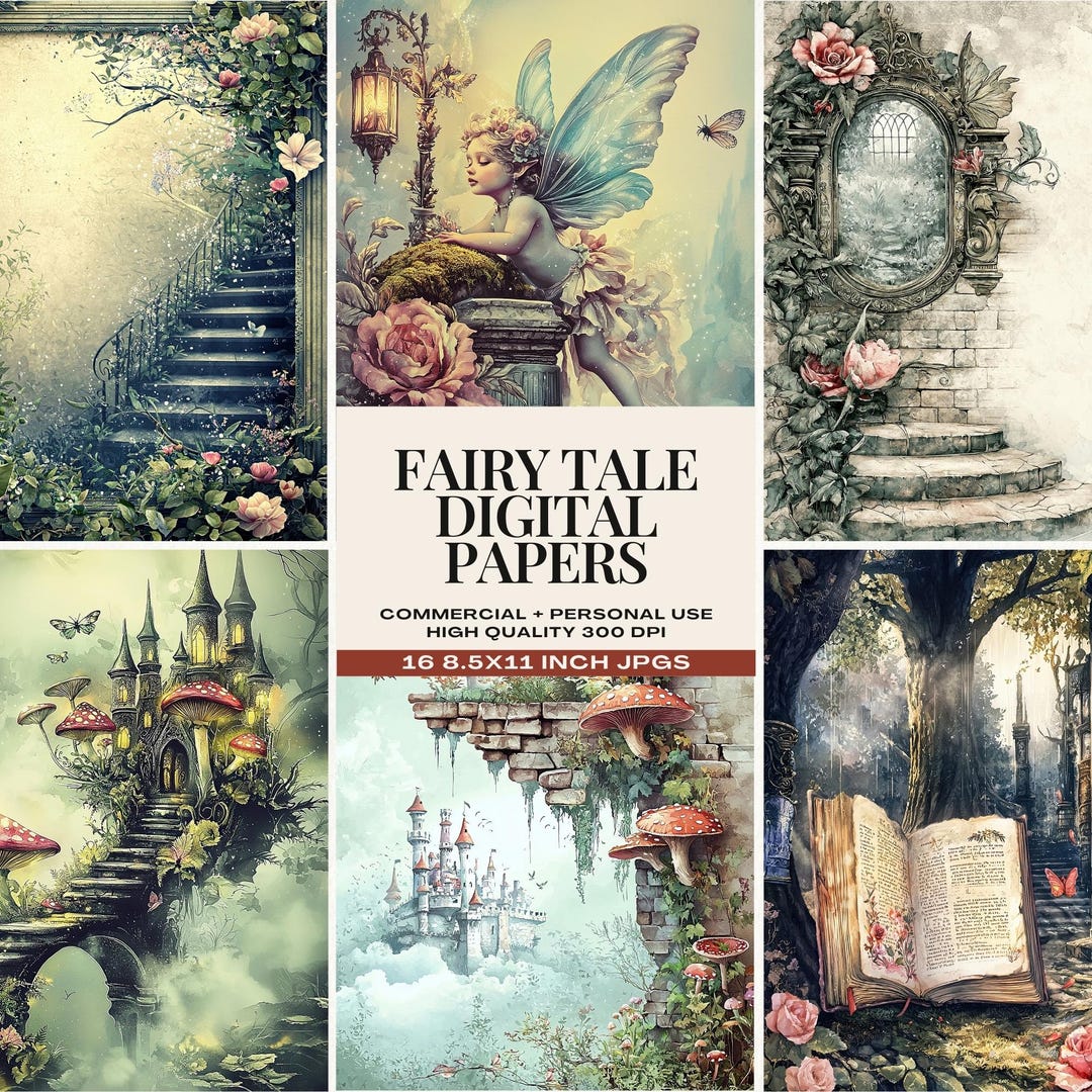 Fairy Tale Digital Paper JPG, Fantasy Castle Backgrounds, Magical ...