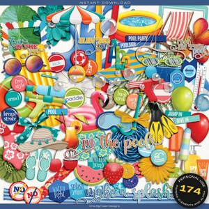 Digital Scrapbooking Kits Swimming in the Pool Digital Scrapbooking ...