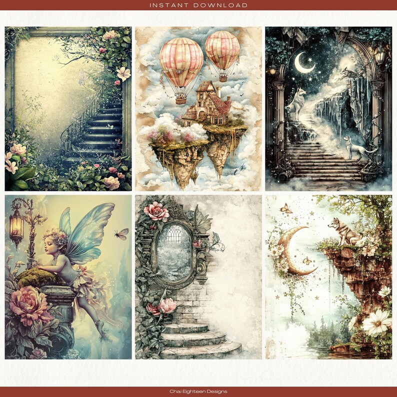 Fairy Tale Digital Paper JPG, Fantasy Castle Backgrounds, Magical ...