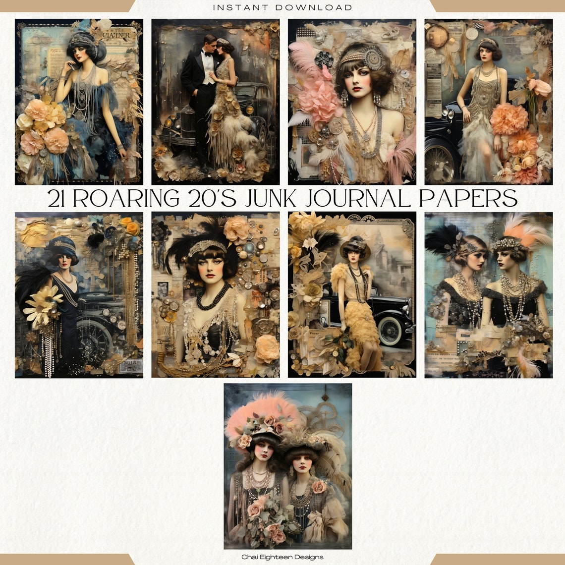 Roaring Twenties Junk Journal Pages, 1920's Junk Journal Papers ...