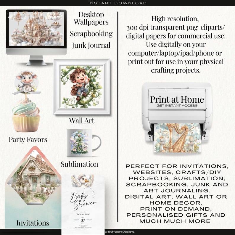 Jack and the Beanstalk Clipart PNG, Watercolor Fairytale Illustrations ...