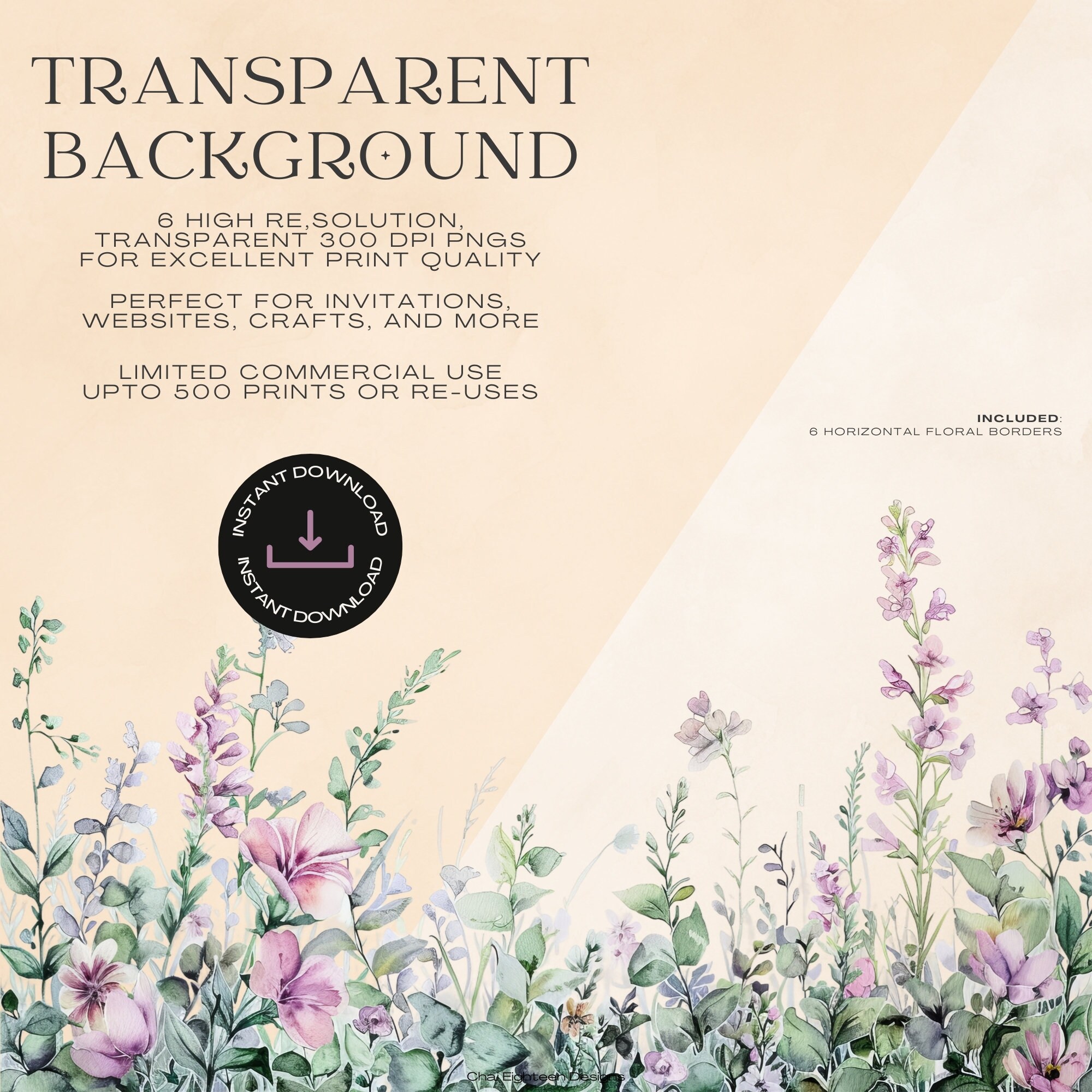 Watercolor Spring Floral Borders, Boho Flower Border Illustrations ...