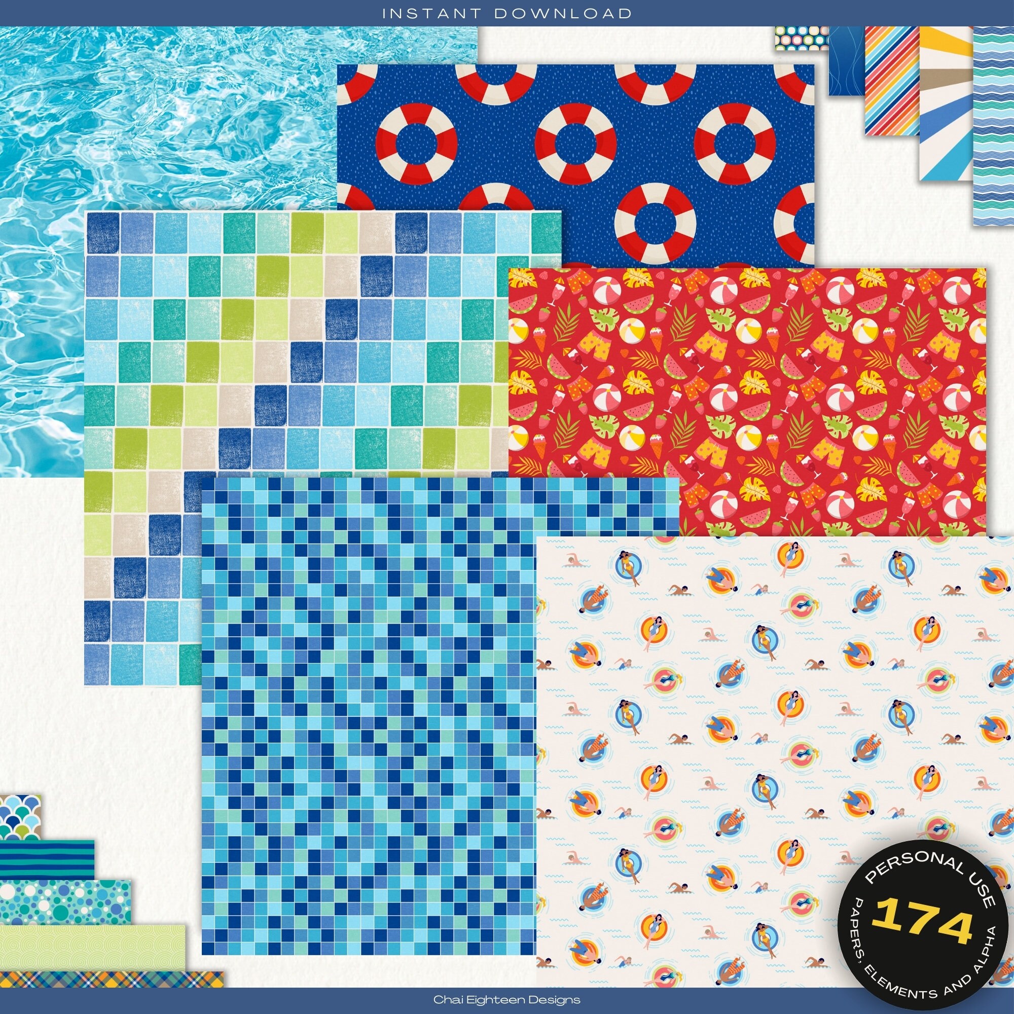 Digital Scrapbooking Kits Swimming in the Pool Digital Scrapbooking ...