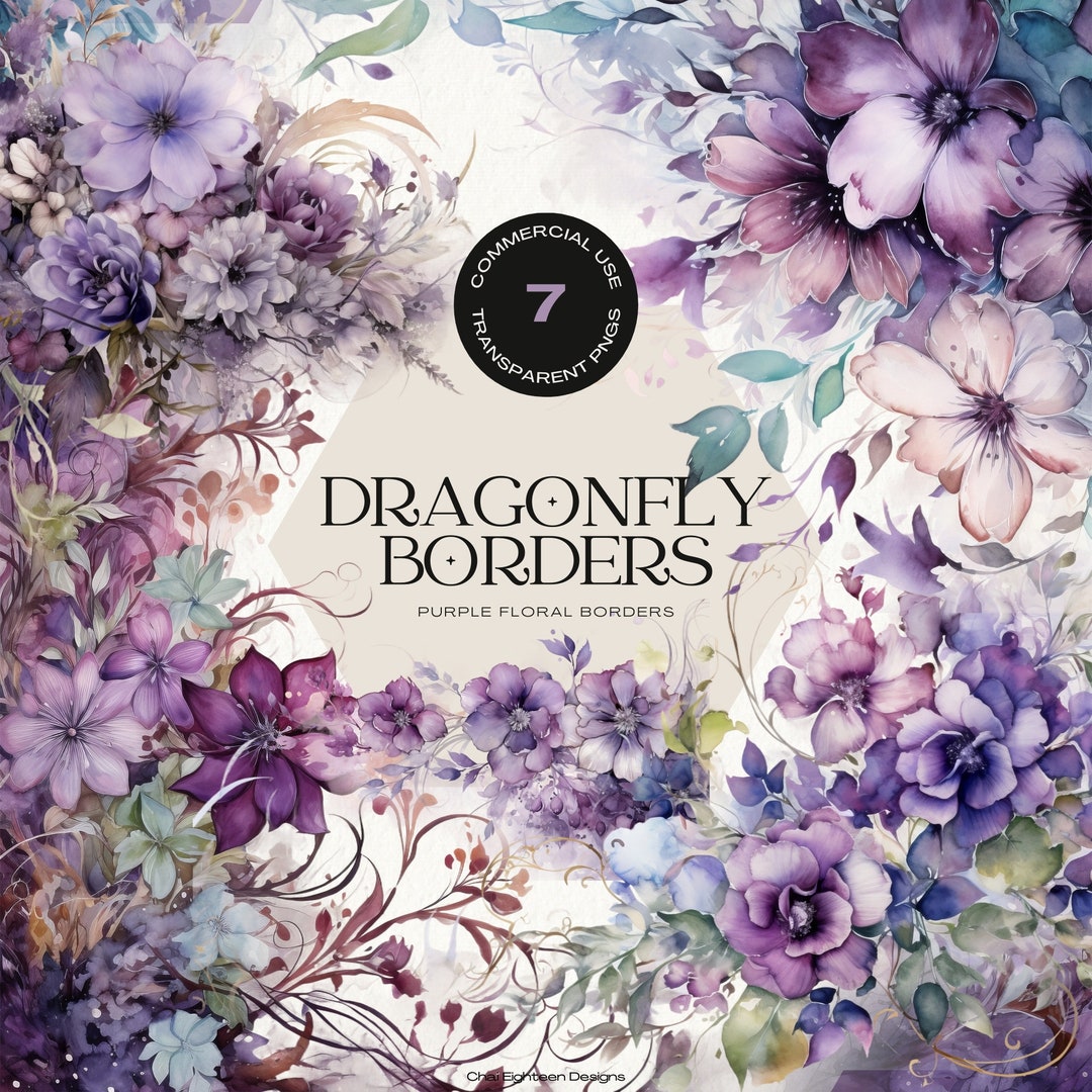 Dragonfly Junk Journal Borders, Floral Borders, Magical Floral Images ...