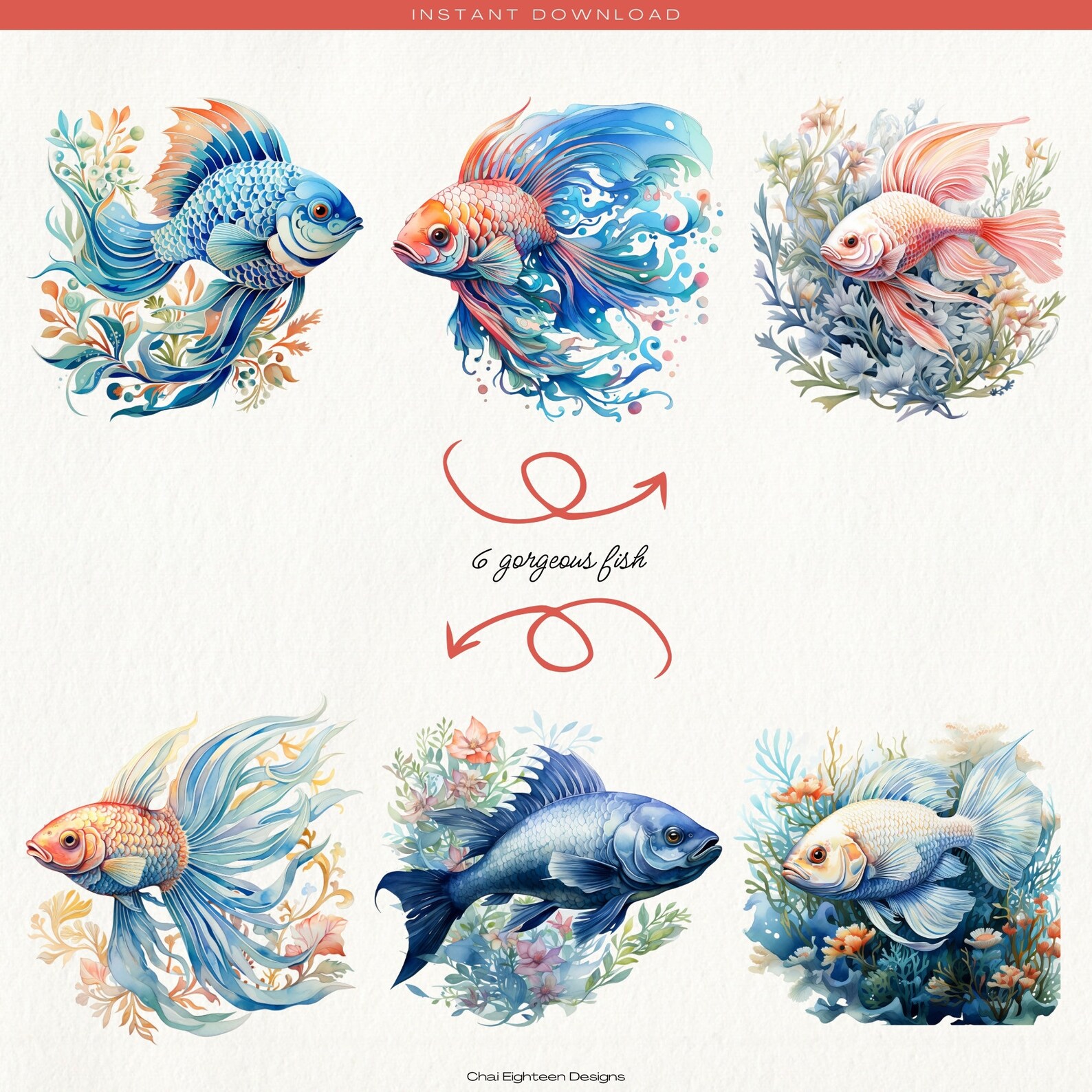 Under the Sea Clipart, Watercolor Sea Creatures, Underwater Animals ...