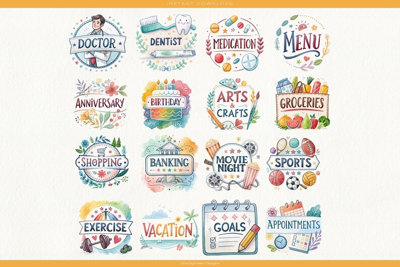 Calendar Icons Clipart, Printable Planner Graphics Set, Holiday Png ...