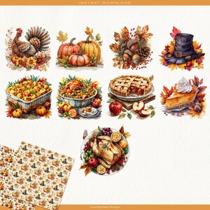 Thanksgiving Clipart Bundle, Thanksgiving Food Illustrations, Season of ...