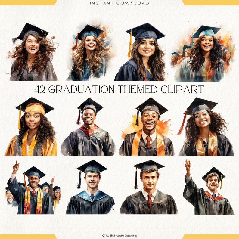 Graduation Clipart Bundle, Graduation Girl Graphics, Graduation Boy ...