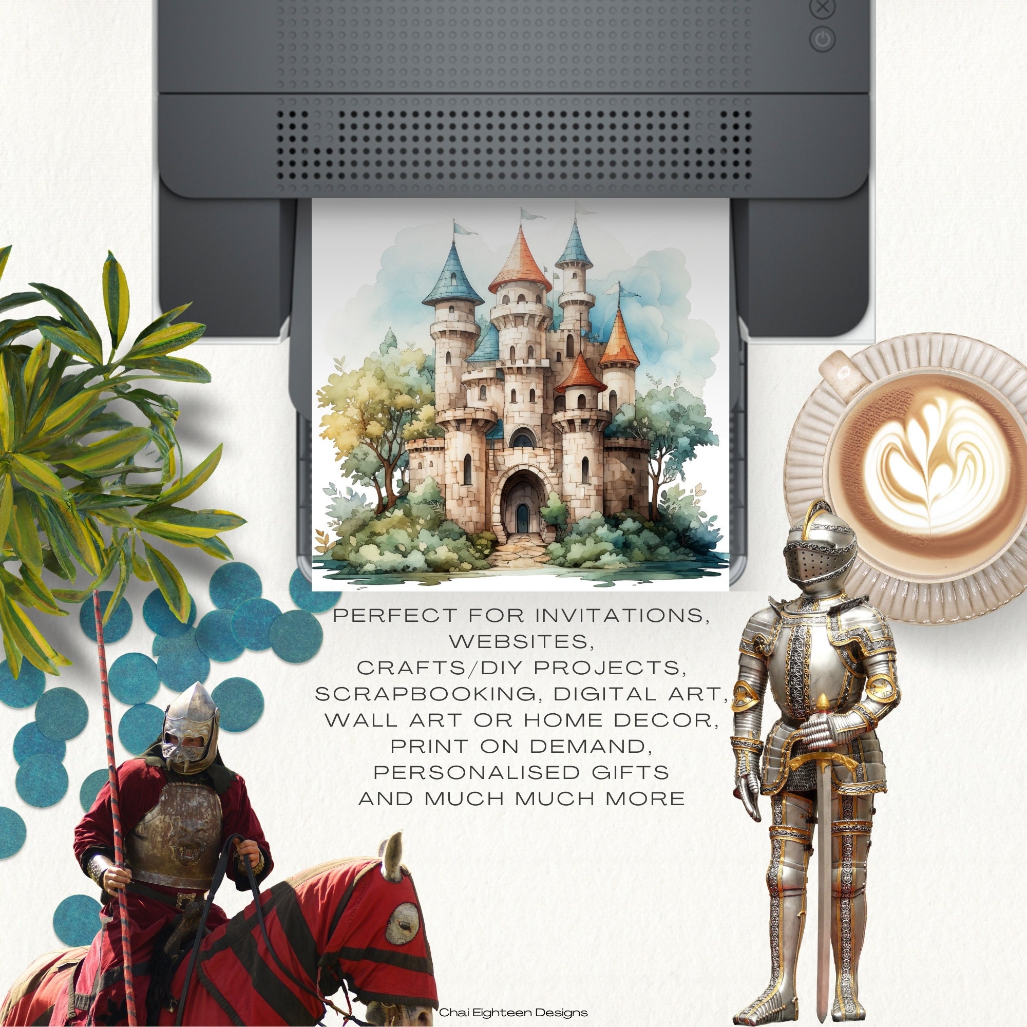 Watercolor Princess Castle Clipart, Magical Castle Pngs, Fairy Tale ...