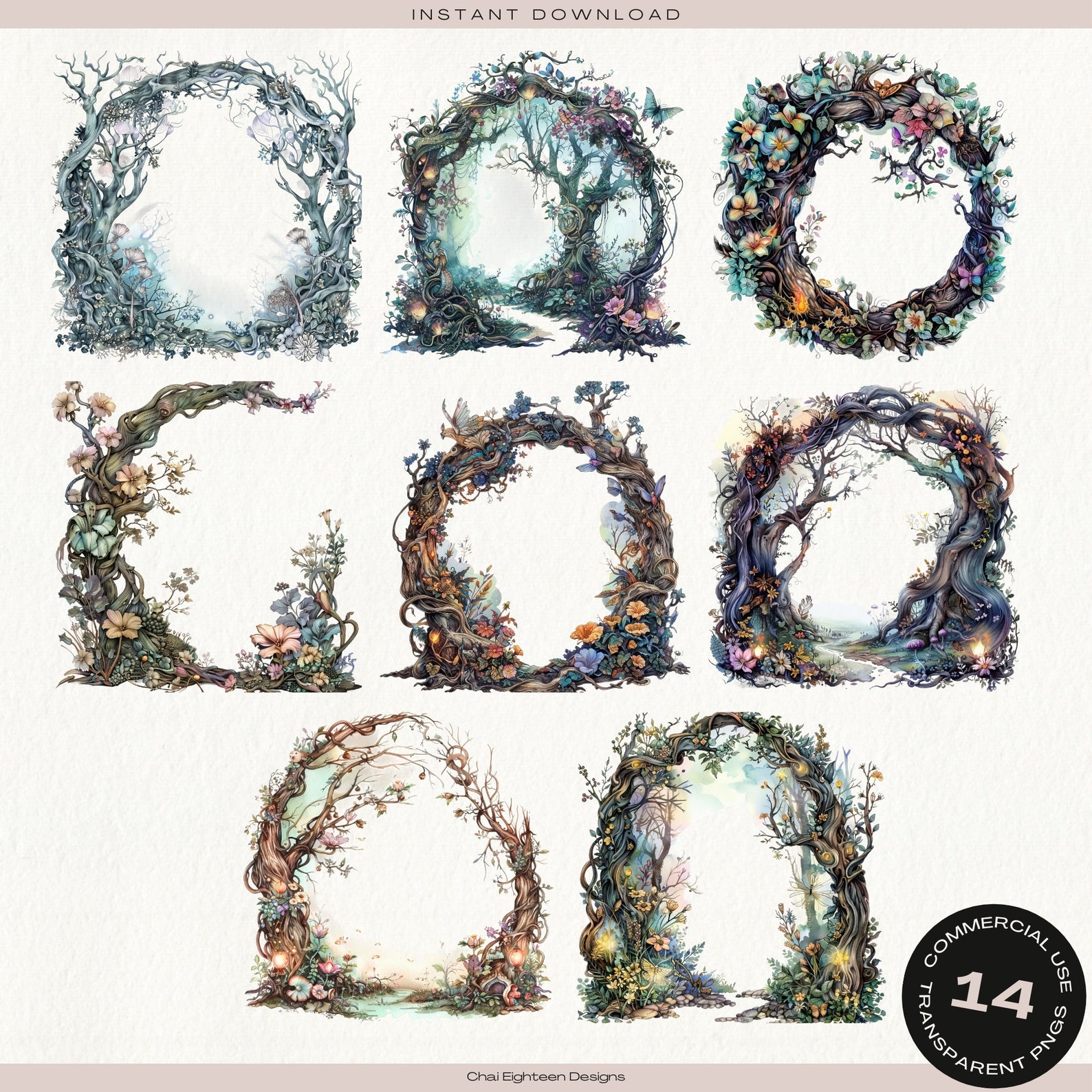 Enchanted Forest Frame Clipart Fairy Forest Clipart Woodland Clip Art ...