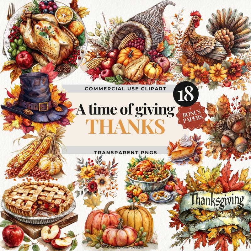 Thanksgiving Clipart Bundle - Etsy