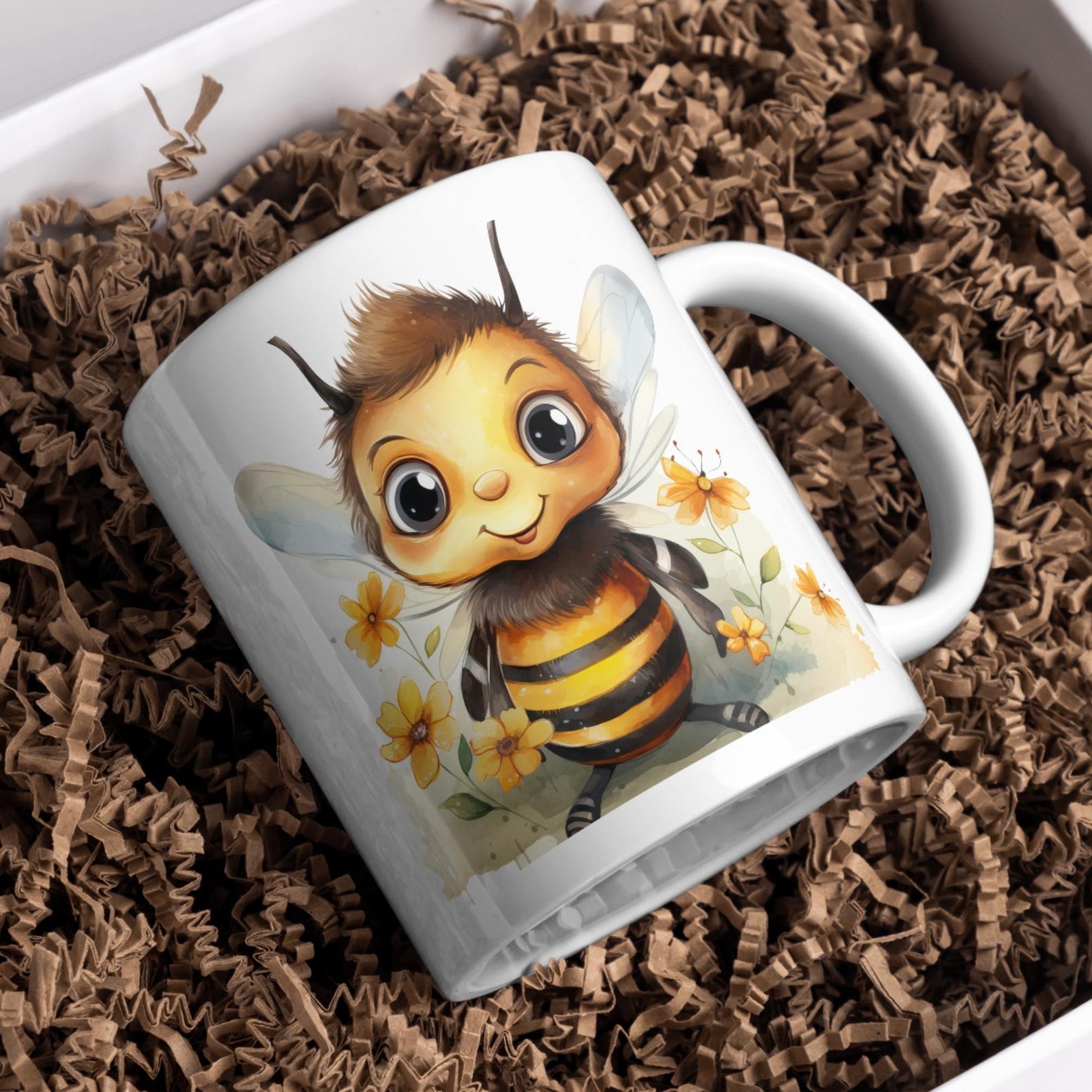 Cute Honey Bee Clipart Set, 8 Watercolor Bees With Flowers, Bumble Bee ...