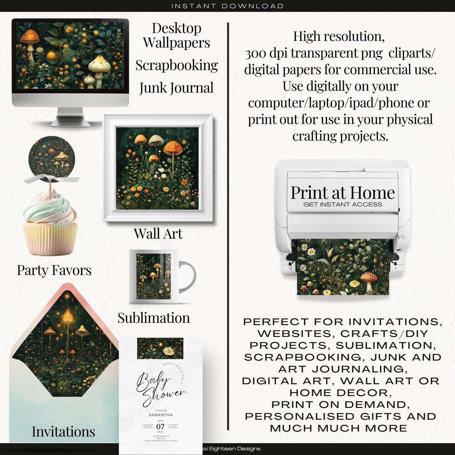 Enchanted Garden Digital Papers, Secret Garden Digital Paper, Magical ...