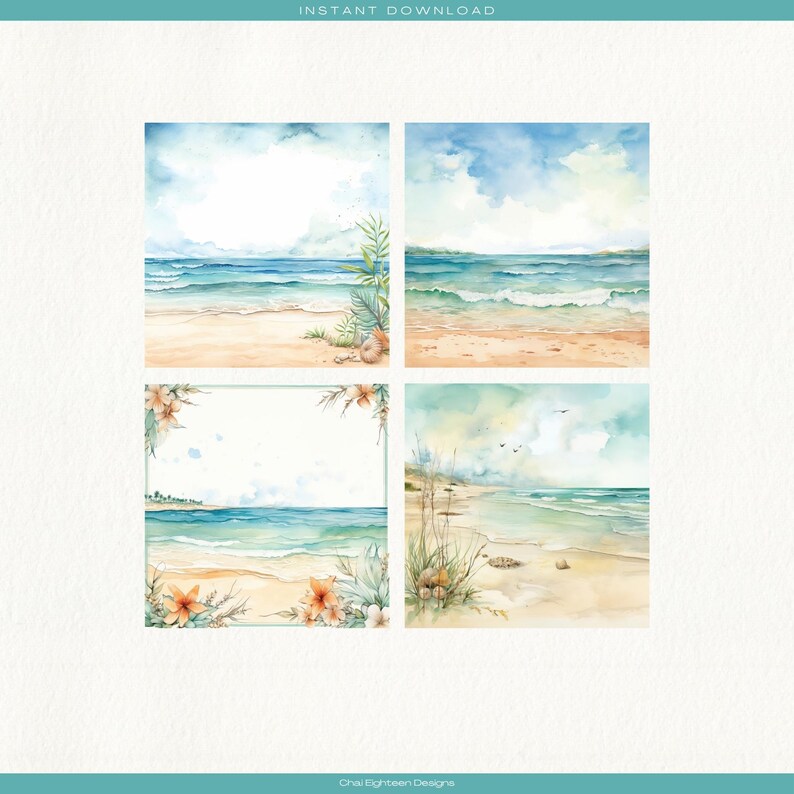 Beach Theme Digital Kit | Summer Beach Digital Papers | Vacation ...