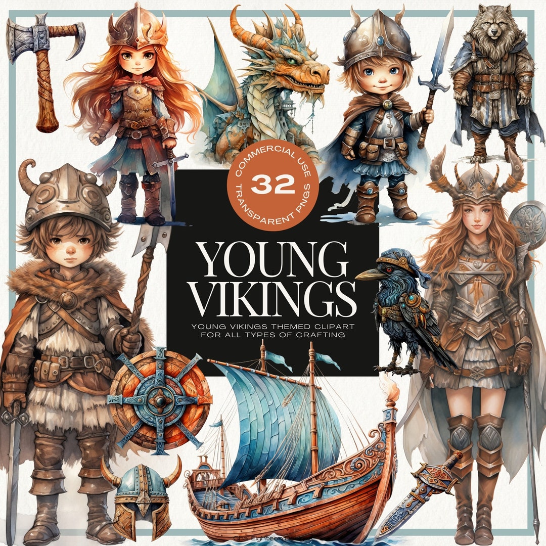 Watercolor Teenage Viking Clipart Nordic Vikings Clip Art Scandinavian ...