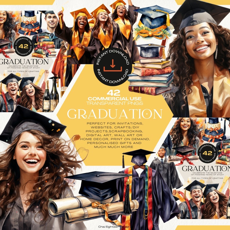 Graduation Clipart Bundle, Graduation Girl Graphics, Graduation Boy ...