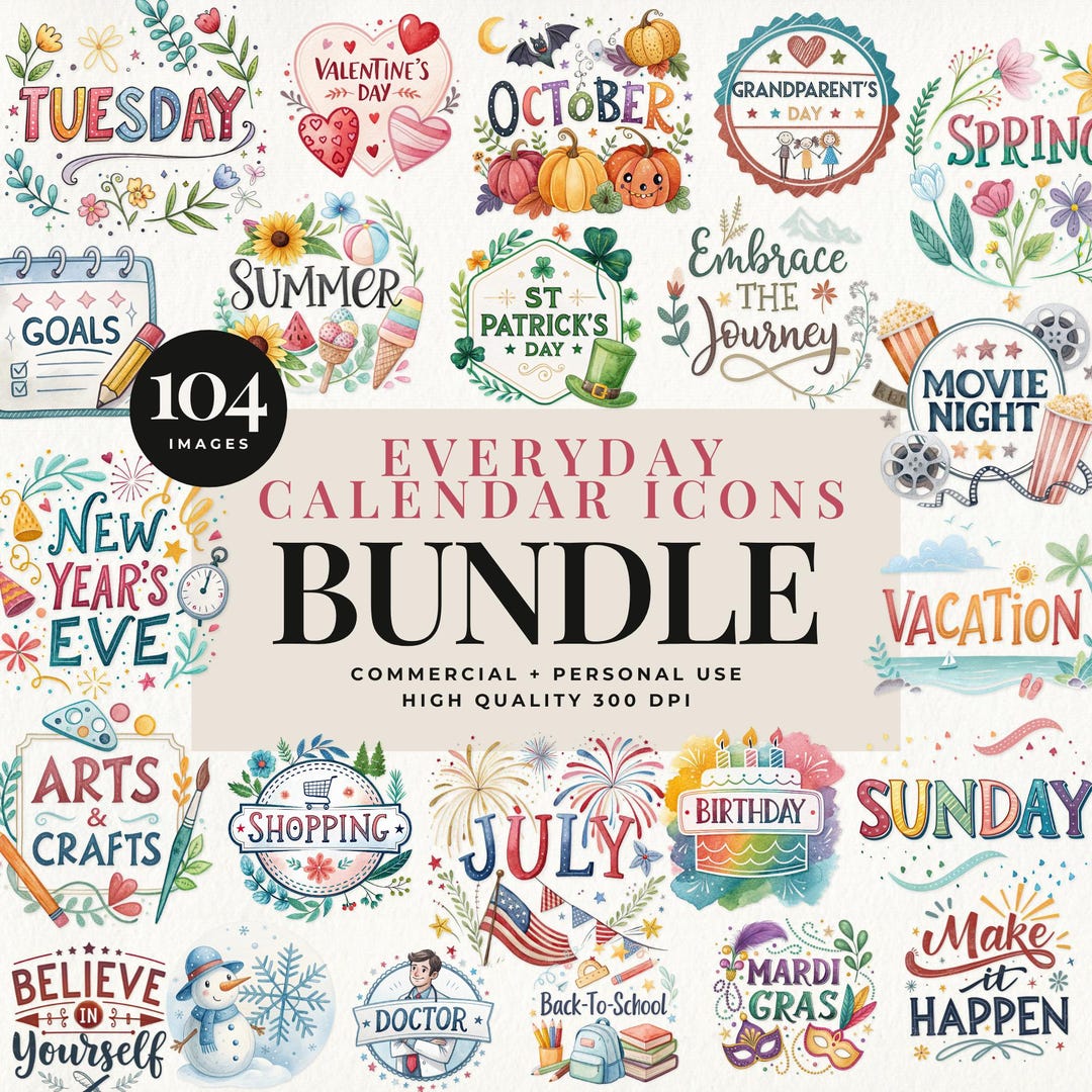 Happy Planner Icons Clipart, Daily Planner Stickers, Seasonal Designs ...