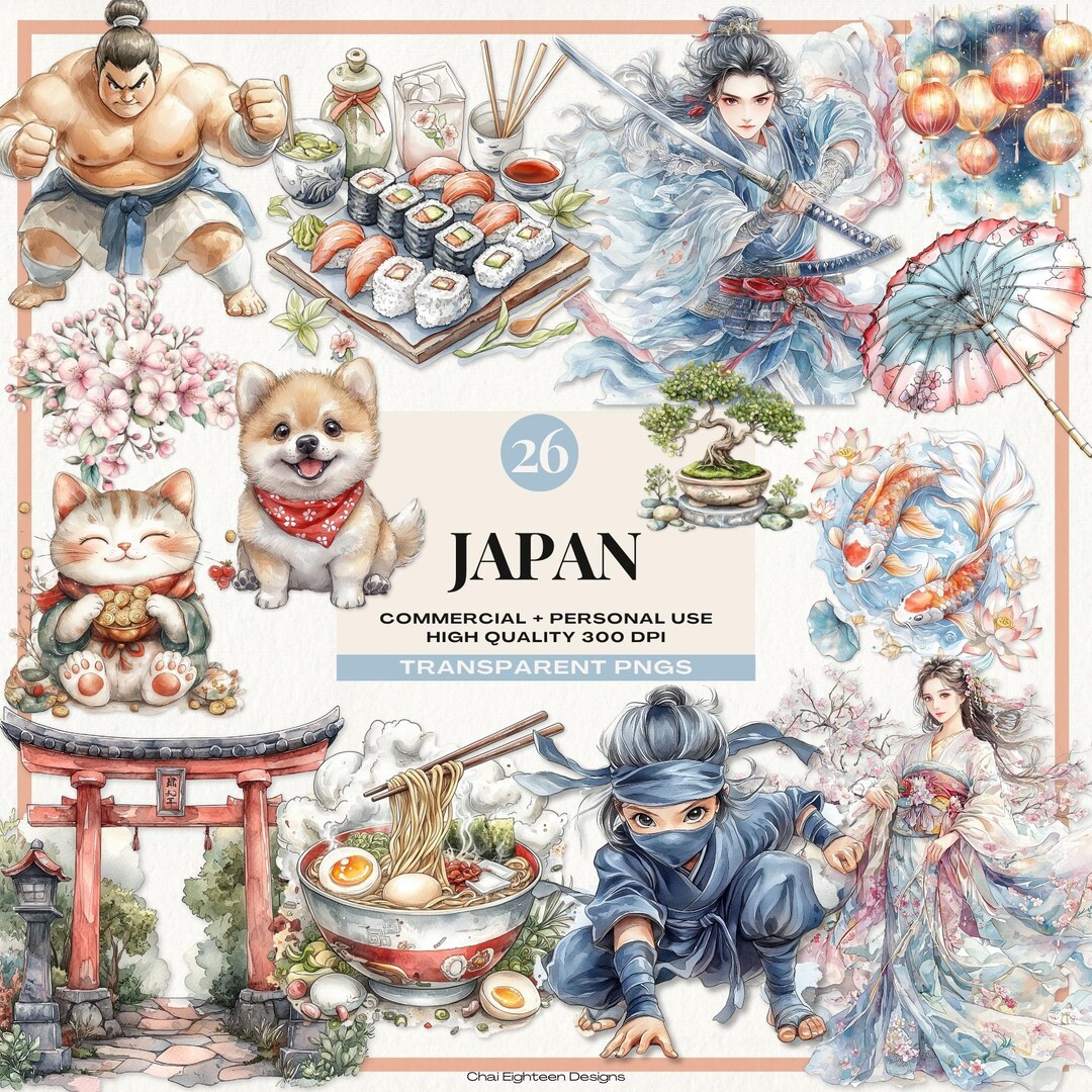 Japanese Culture Clipart PNG, Sushi Sumo Kimono Graphics, Cherry ...