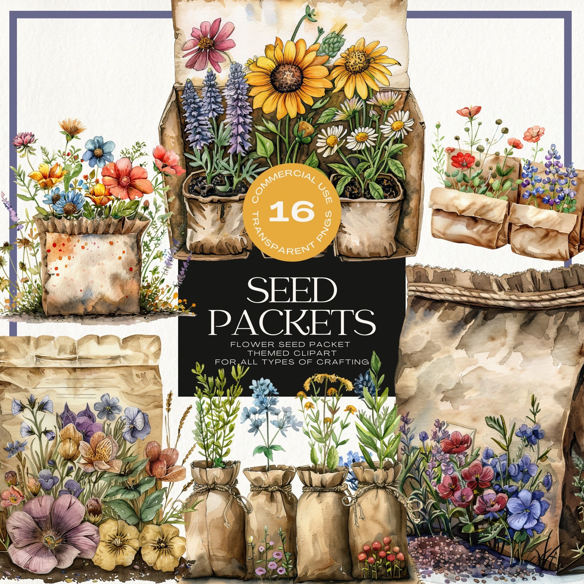 Seed Packet Clipart, Vintage Seed Packets, Flower Seed Packets, Garden ...