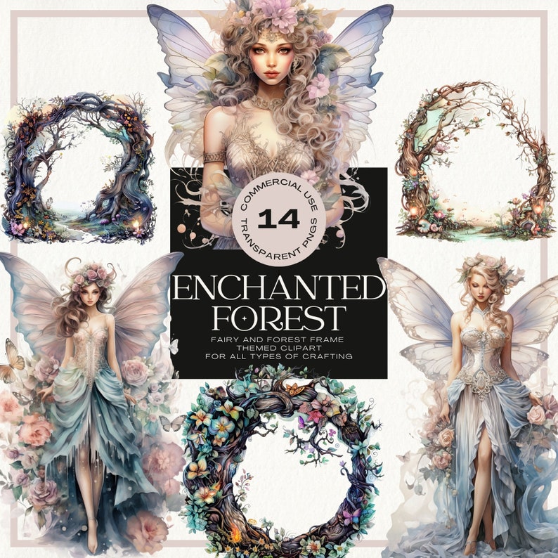 Enchanted Forest Frame Clipart Fairy Forest Clipart Woodland Clip Art ...
