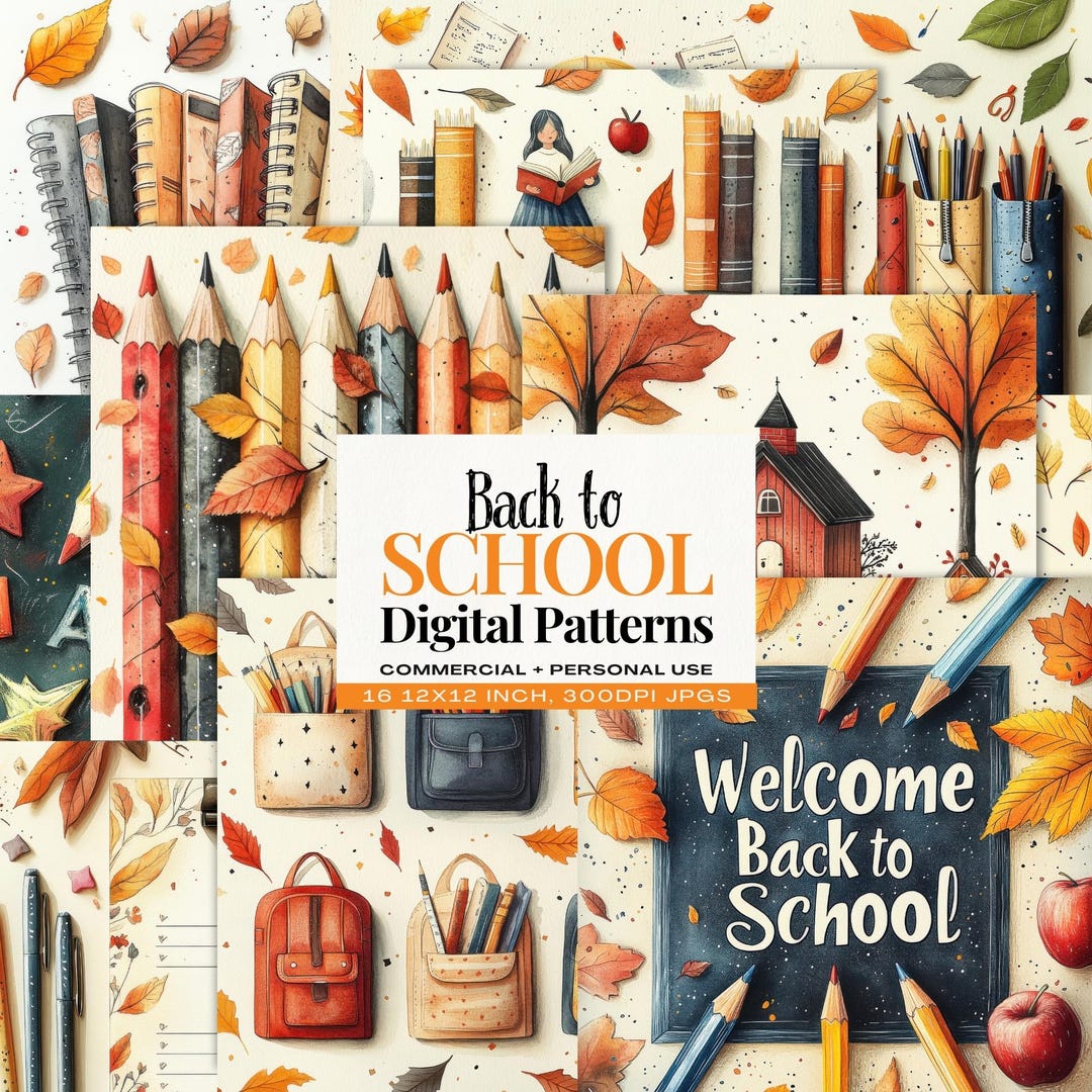 Back to School Paper Pack, Autumn Classroom Backgrounds, Digital ...