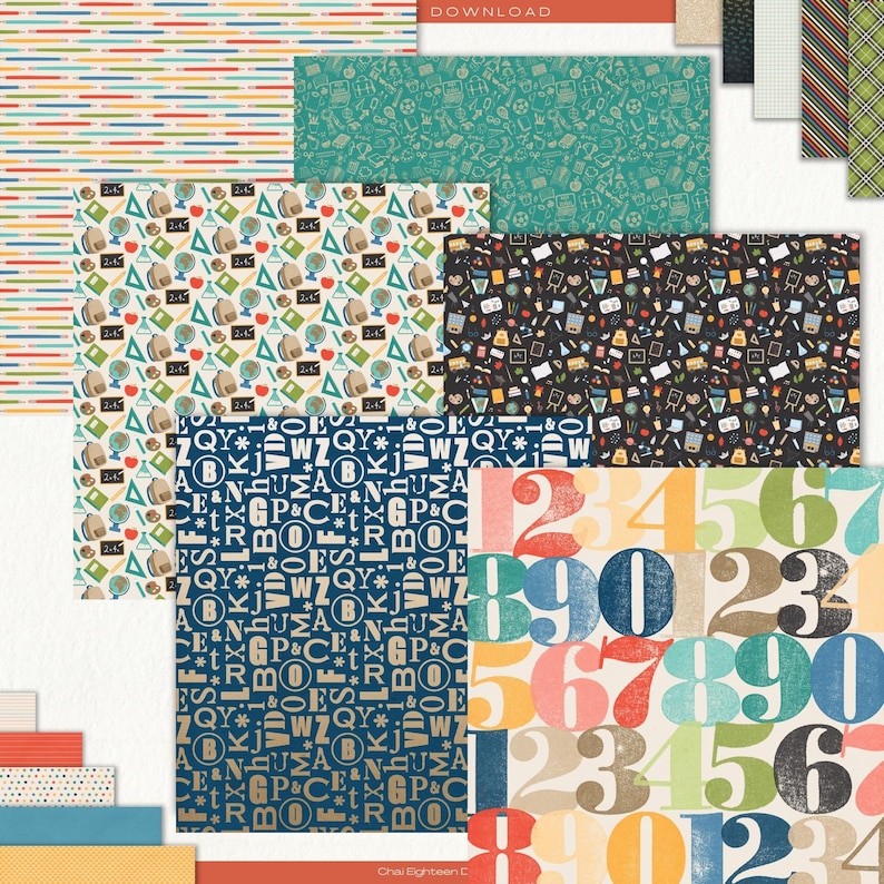 Back to School Digital Scrapbook Bundle, Academic and Educational ...