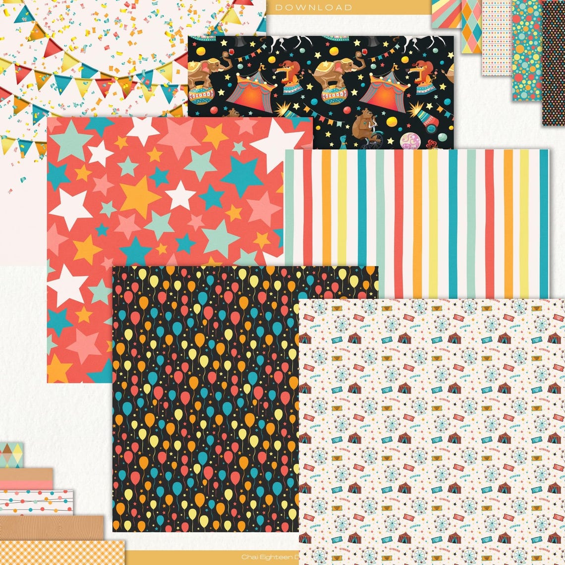 Carnival Clipart & Papers Digital Scrapbook Bundle, Fun Fair Printables ...