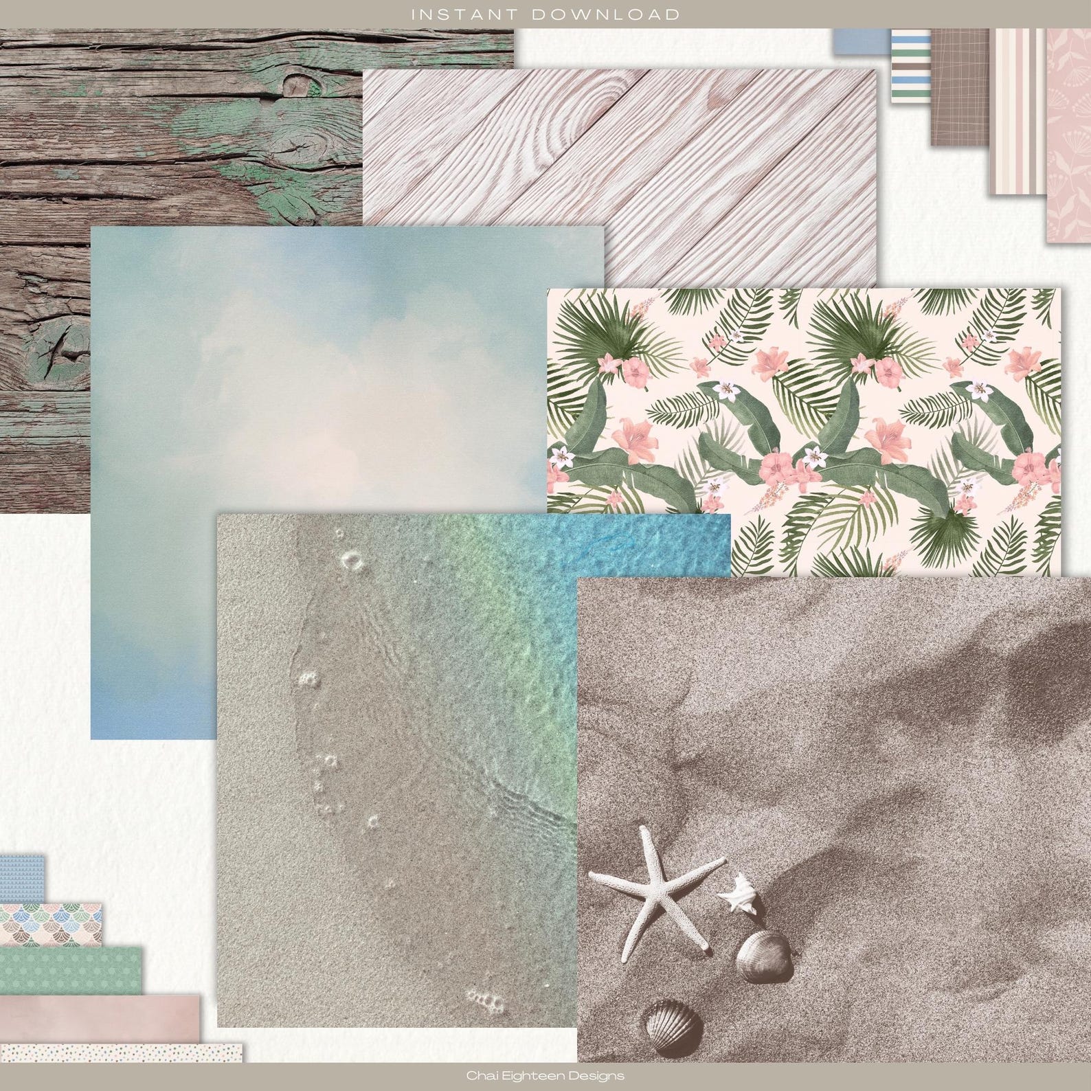 Coastal Themed Digital Papers | Down by the Sea Digital Scrapbooking ...
