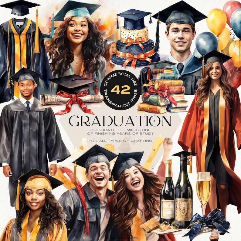 Graduation Clipart Bundle, Graduation Girl Graphics, Graduation Boy ...