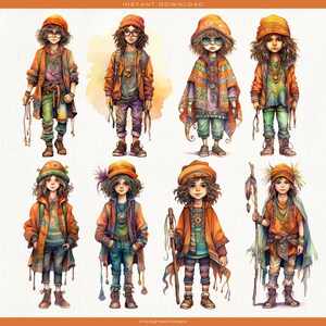 Hippie Boy Clipart Set, 16 Boho-themed Images, Retro Hippie ...