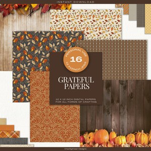 Thanksgiving Digital Papers, Grateful Digital Scrapbooking Kit ...